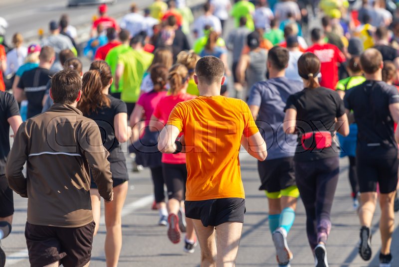 Many people run amateur marathon in ... | Stock image | Colourbox