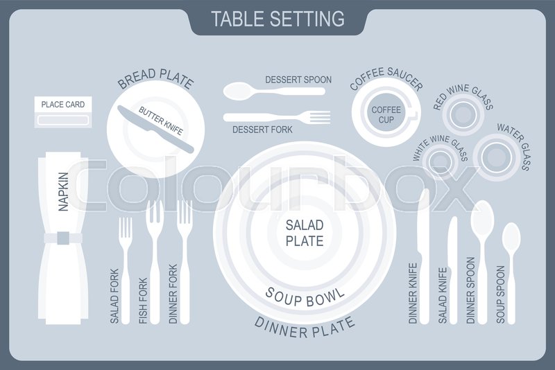 Table setting. The plan for the ... | Stock vector | Colourbox
