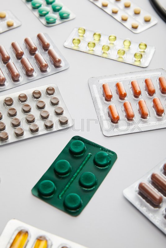 Selective focus of different medicines ... | Stock image | Colourbox
