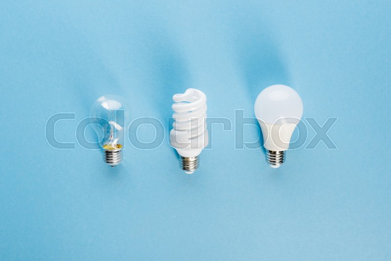 Top view of different light bulbs on ... | Stock image | Colourbox