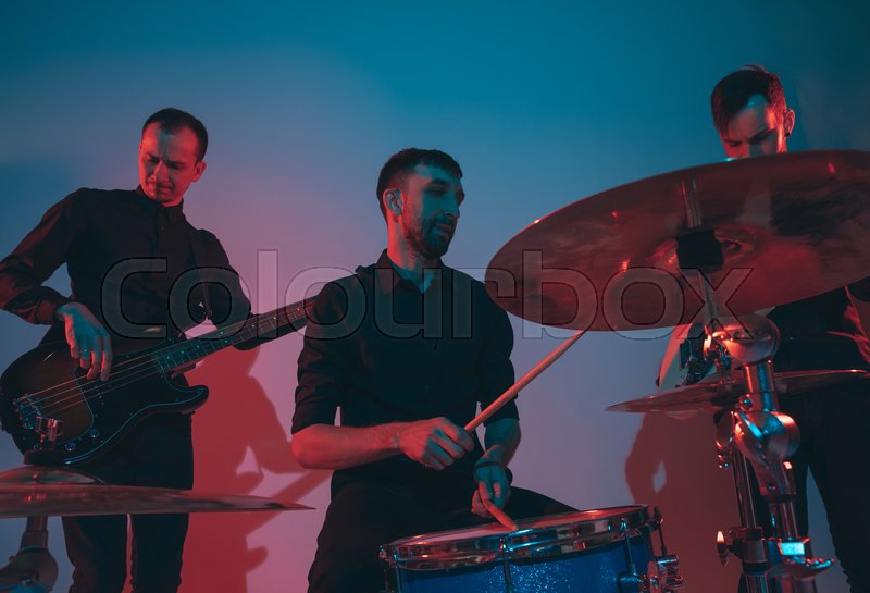 Young caucasian musicians, band ... | Stock image | Colourbox