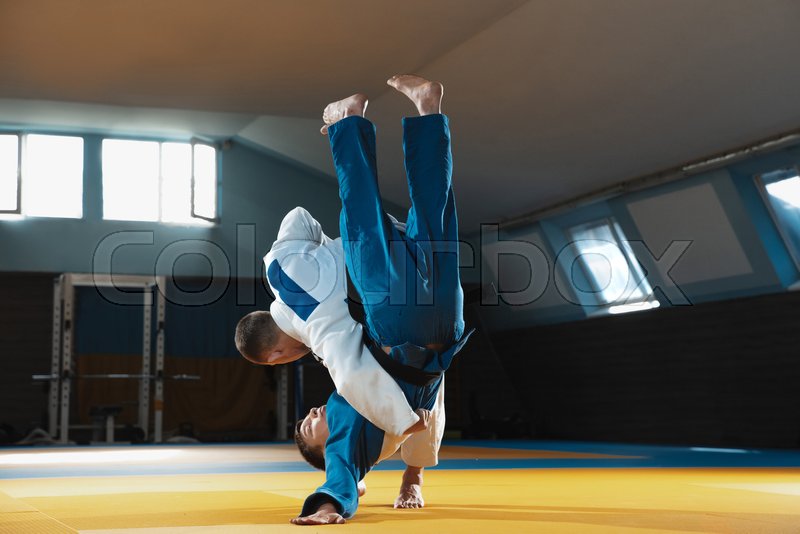 Two young judo caucasian fighters in ... | Stock image | Colourbox