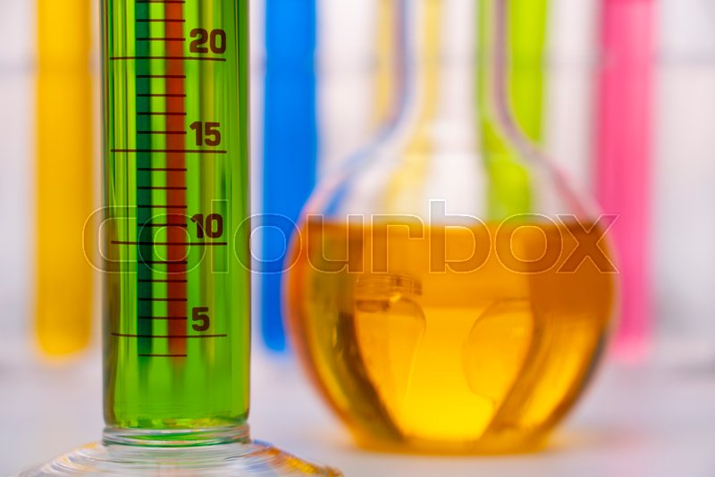 Coloured liquid in test tubes in the ... | Stock image | Colourbox