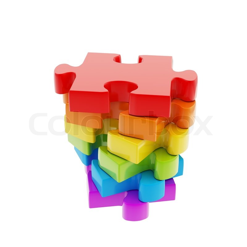 Stack of puzzle jigsaw glossy pieces ... | Stock image | Colourbox