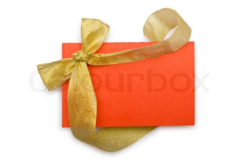 Envelope with colourful ribbon on white | Stock image | Colourbox