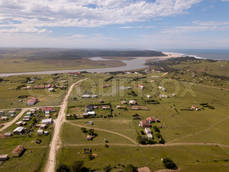 Aerial view of a remote village in ... | Stock image | Colourbox
