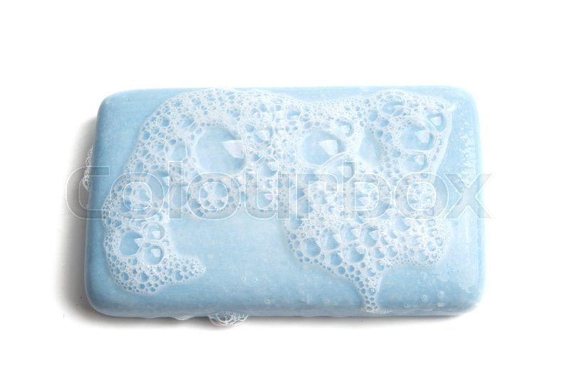 Blue soap isolated on white background | Stock image | Colourbox