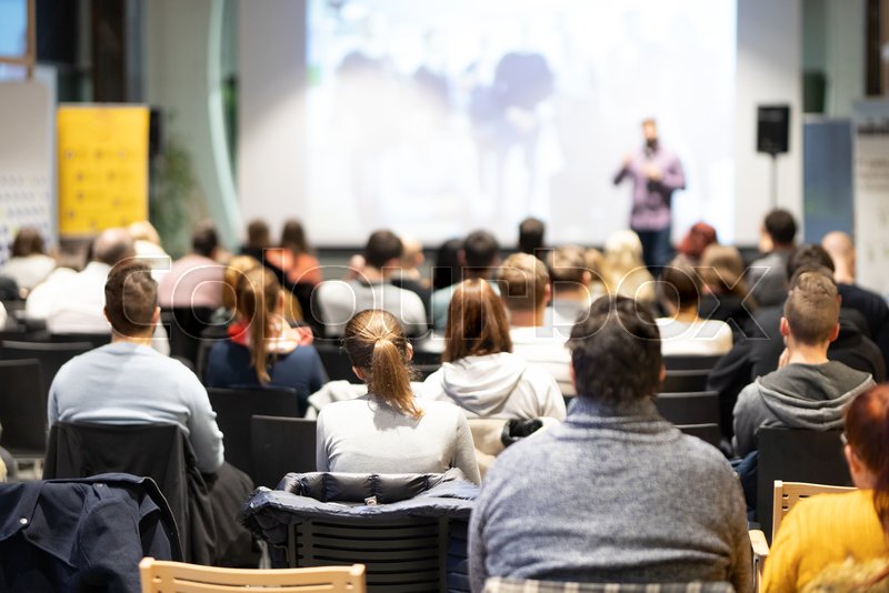 Speaker giving a talk in conference ... | Stock image | Colourbox