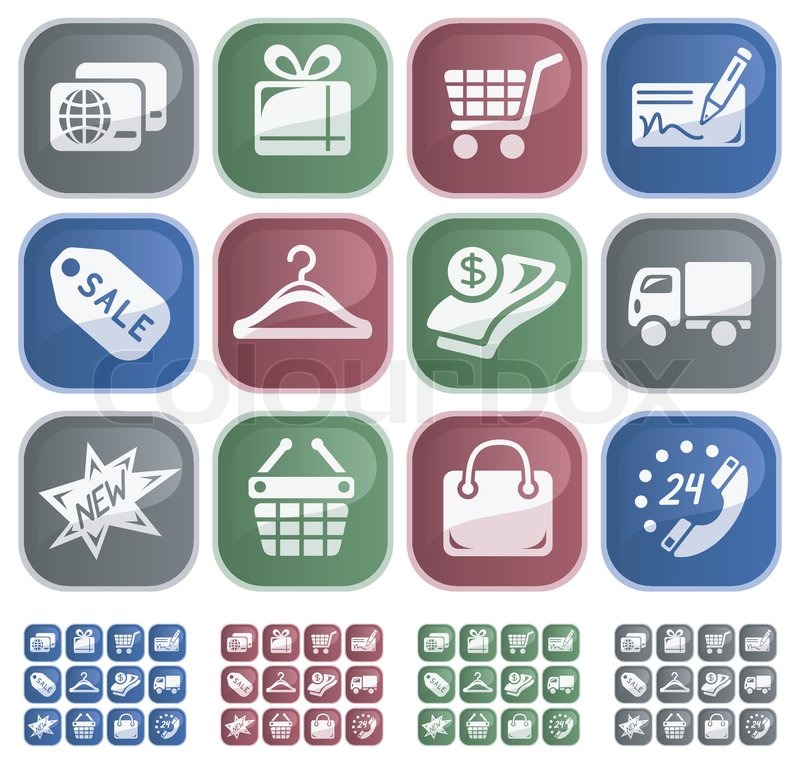 Shopping button set | Stock vector | Colourbox