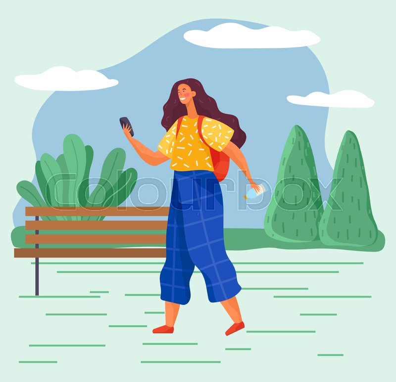 Cartoon Girl Walking Home