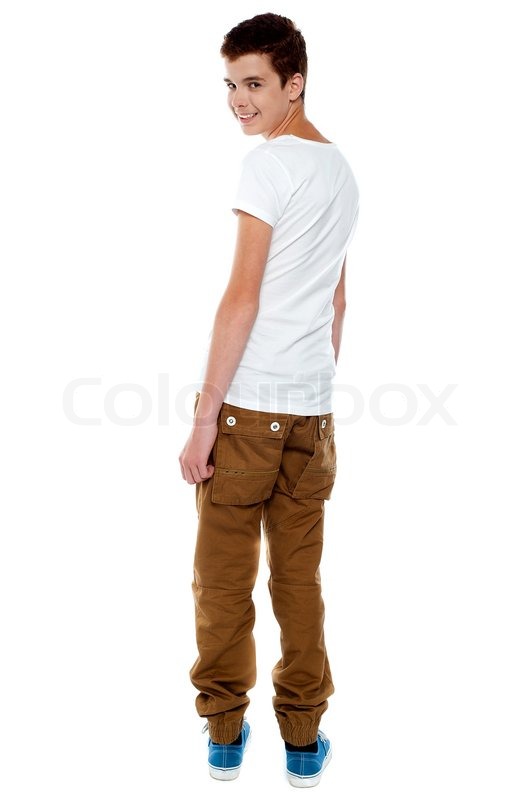 Trendy young boy turning back | Stock image | Colourbox