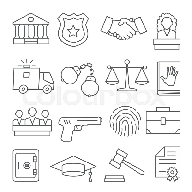 Law line icons set on white ... | Stock vector | Colourbox