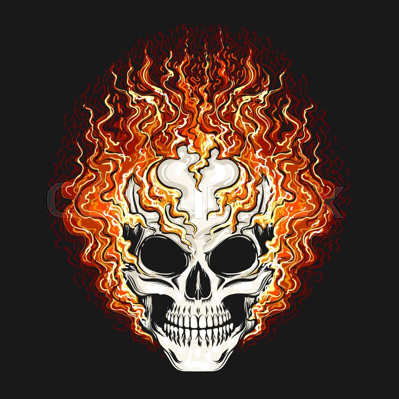 Black Flaming Skull