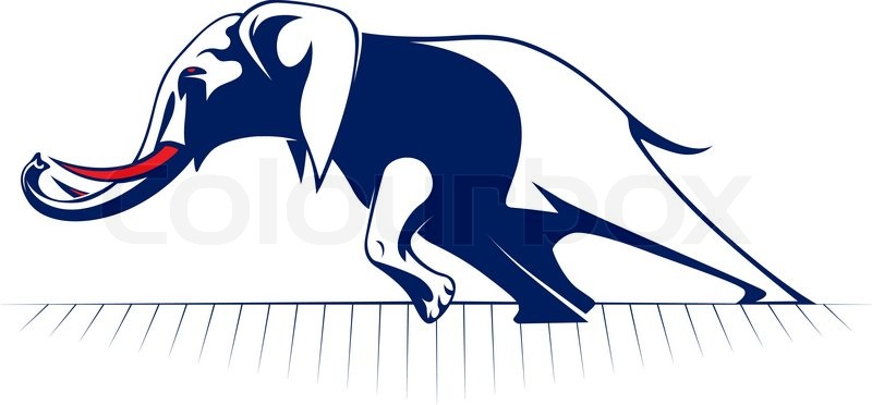 Cartoon elephant's run in vector | Stock vector | Colourbox