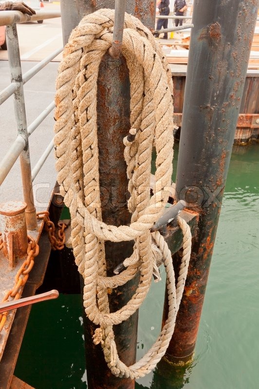 Mooring rope at the marine pier | Stock image | Colourbox