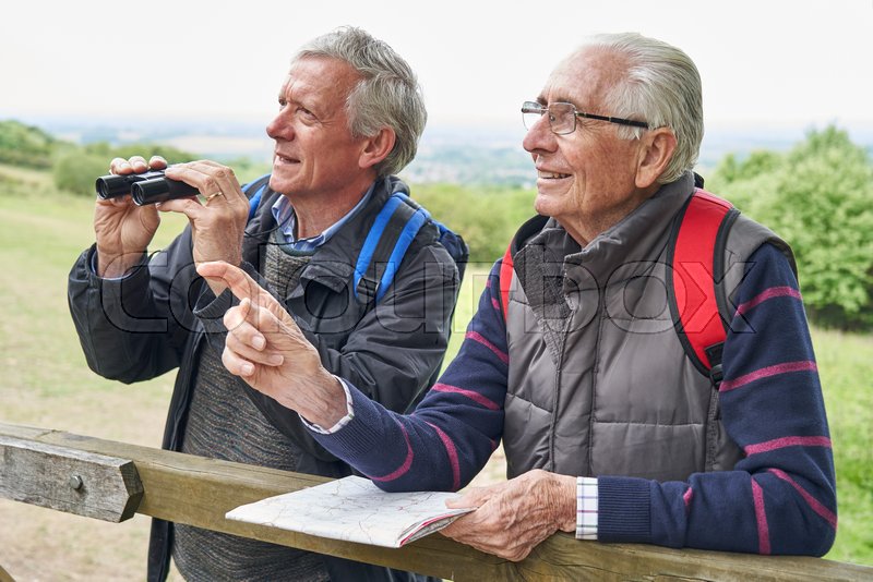 Two Retired Male Friends On Walking ... | Stock image | Colourbox