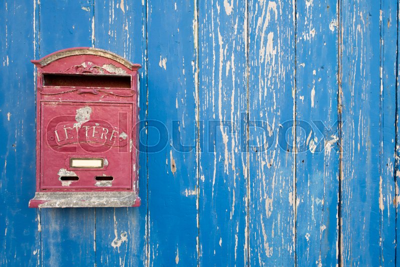 Letter Box On Blue Wood Door | Stock image | Colourbox