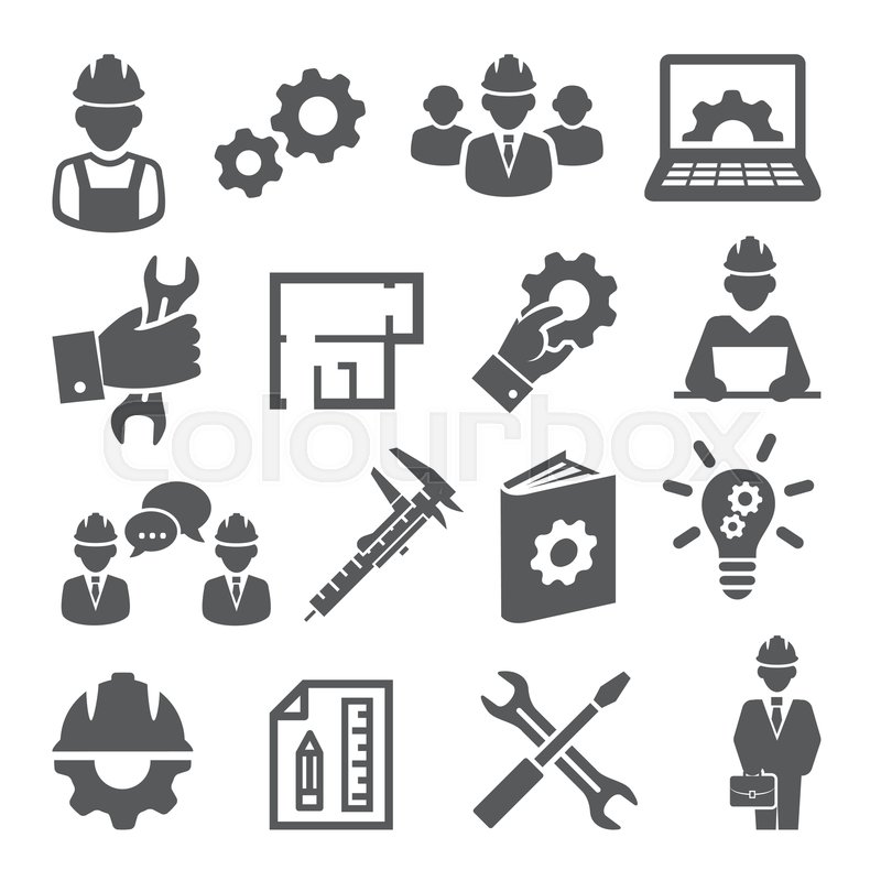 Engineering icons set on white ... | Stock vector | Colourbox