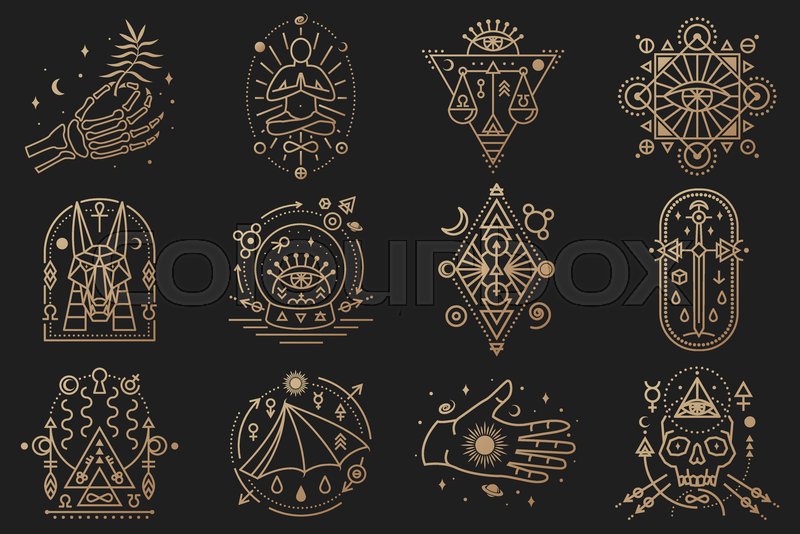 Esoteric symbols. Vector. Thin line ... | Stock vector | Colourbox