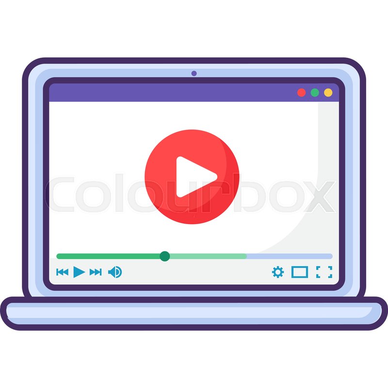 Laptop with Play Button, Media Device ... | Stock vector | Colourbox