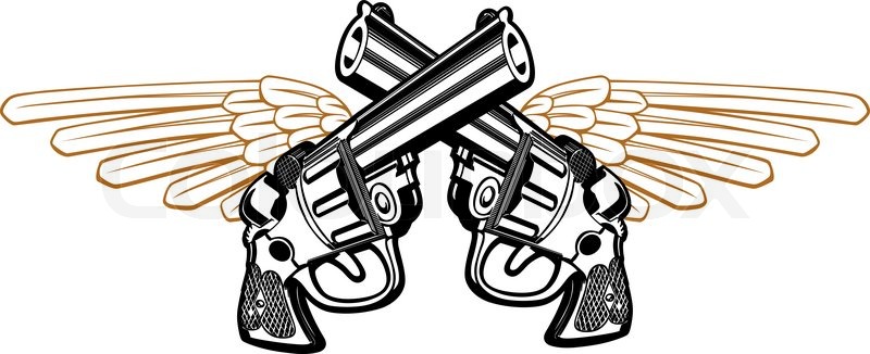 Guns emblem with wings. vector ... | Stock vector | Colourbox