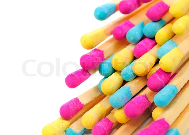 Multicolored Matches on White ... | Stock image | Colourbox
