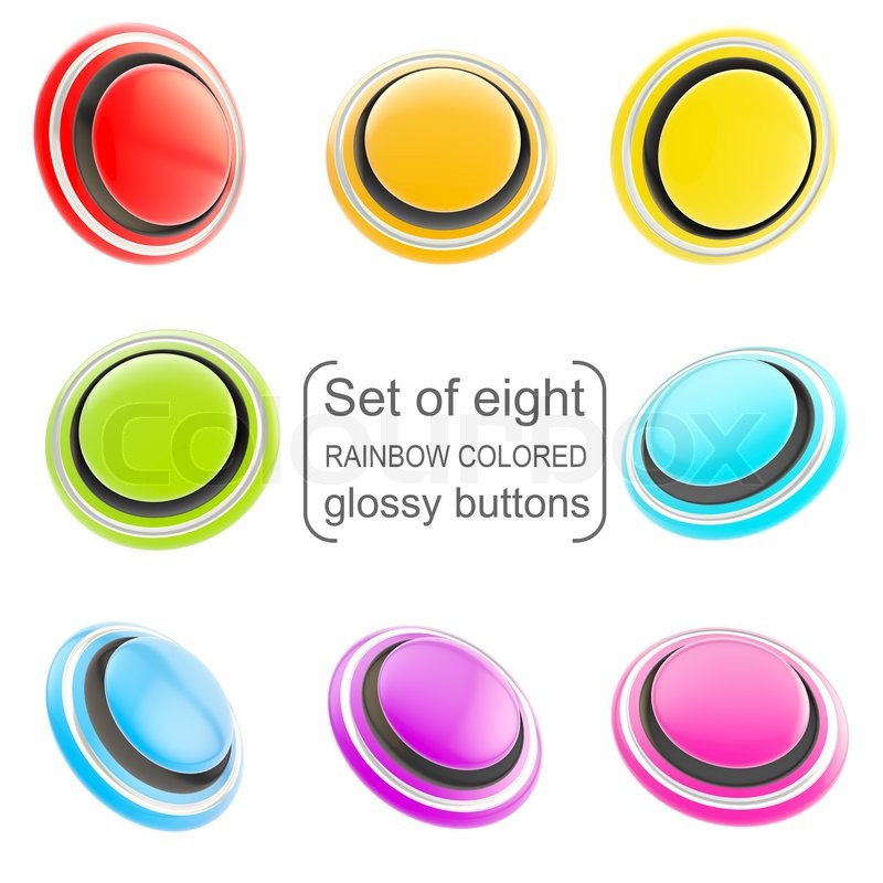 Round copyspace glossy buttons rainbow ... | Stock Photo | Colourbox