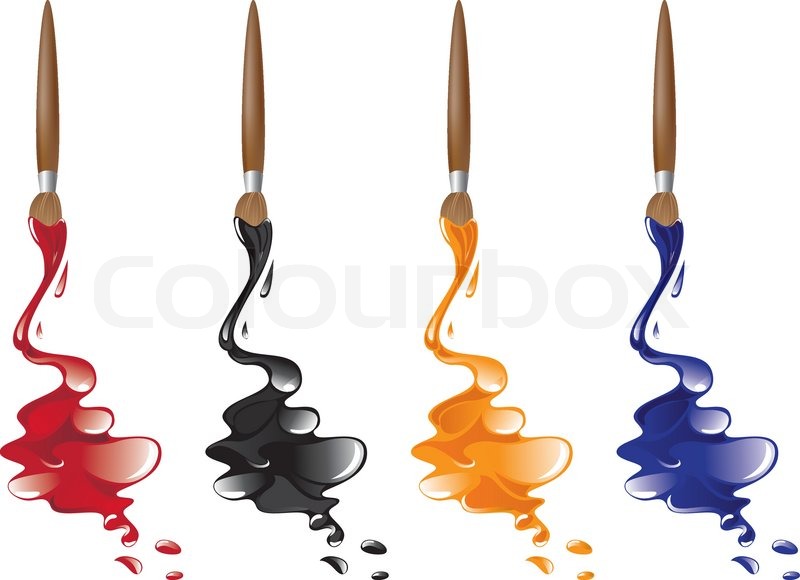 Vier Pinsel mit Farbe | Stock-Vektor | Colourbox