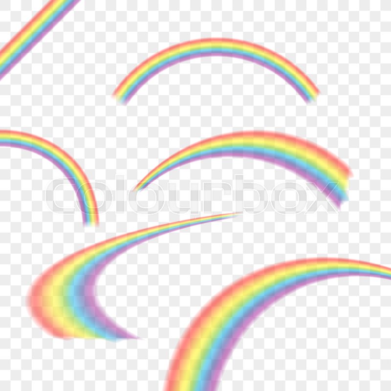 Rainbows in different shape realistic ... | Stock vector | Colourbox