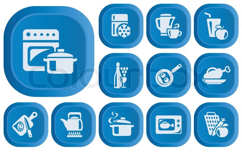 Kitchen and cooking button set | Stock vector | Colourbox