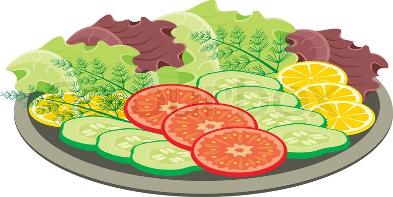 Plate with vegetables | Stock vector | Colourbox