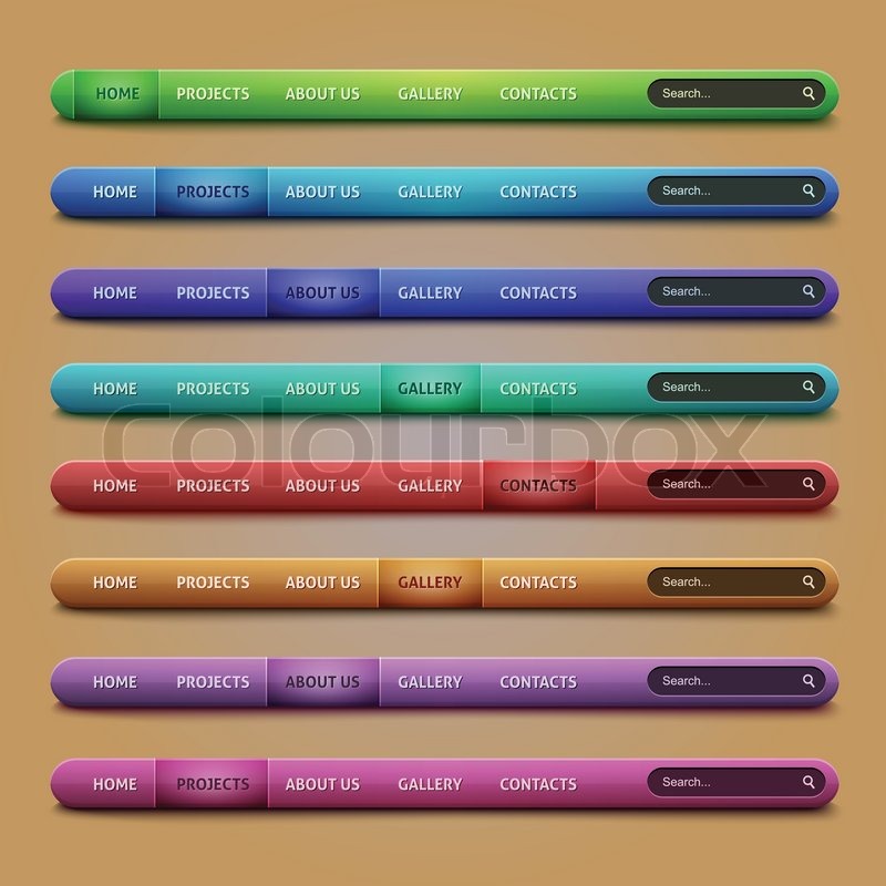 Set of 8 navigation bars for your ... | Stock vector | Colourbox