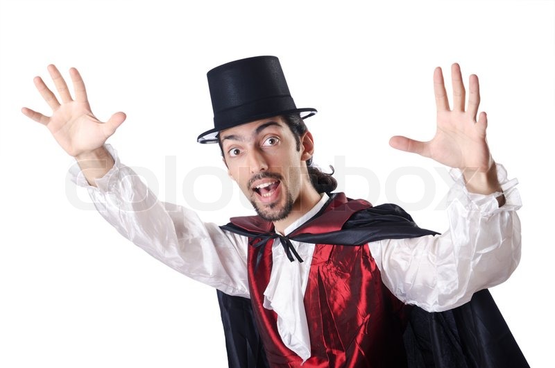 Magician isolated on the white ... | Stock image | Colourbox