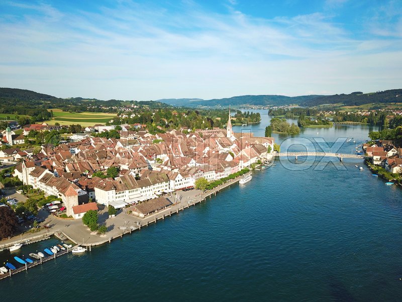 Aerial view of Stein-Am-Rhein medieval ... | Stock image | Colourbox