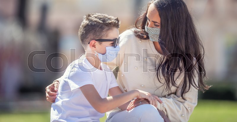 Single mom is looking worried at her ... | Stock image | Colourbox