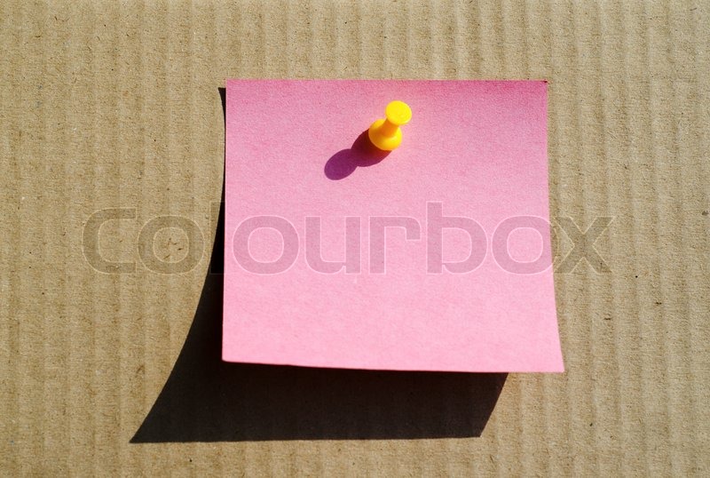 Red note paper with pin | Stock image | Colourbox