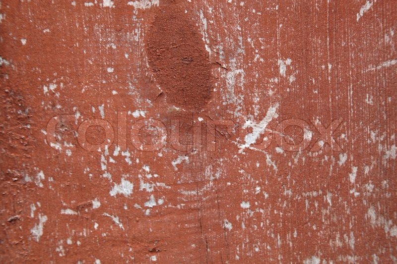 Wood with chipped red paint | Stock Photo | Colourbox