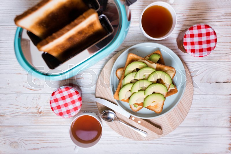 Bright, fun breakfast. cyan color ... | Stock image | Colourbox