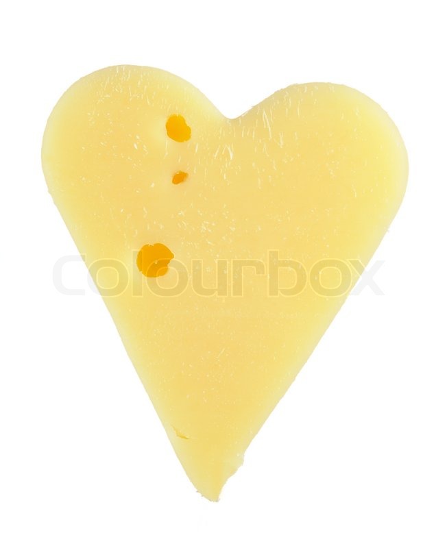 Heart Shaped Cheese Isolated on White ... | Stock image | Colourbox