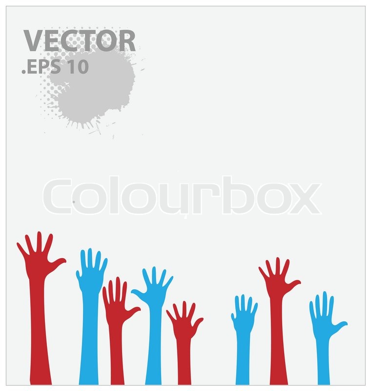 Blue and red hands vector illustration | Stock vector | Colourbox