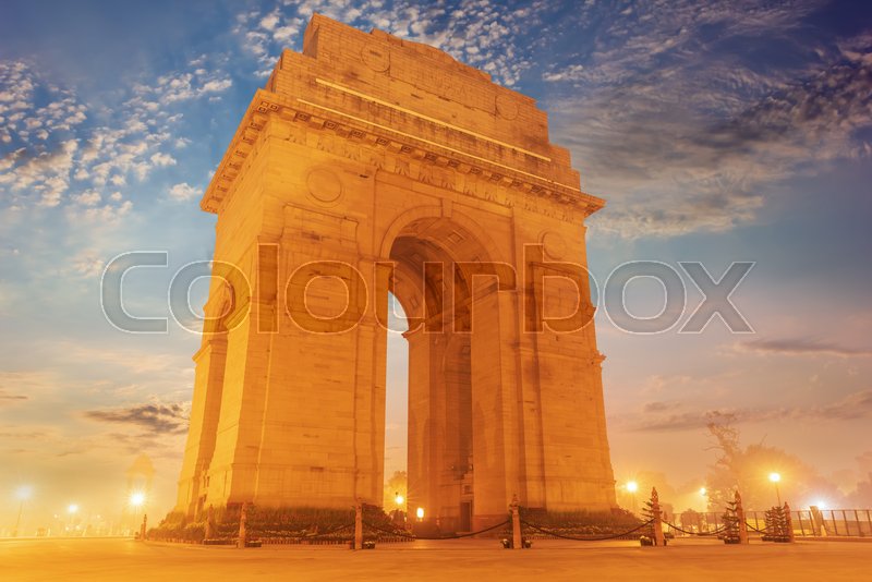 India Gate evening view, no people, New ... | Stock image | Colourbox