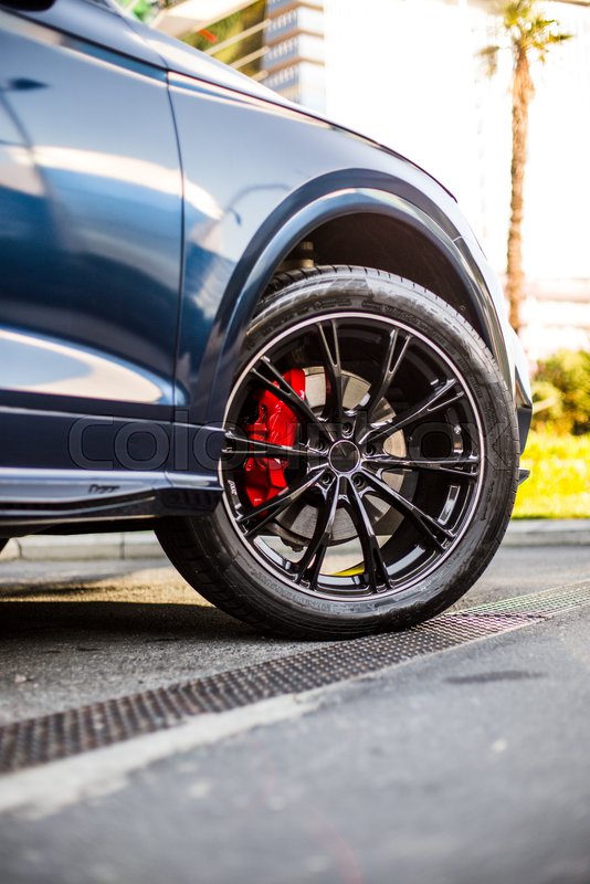Blue sport supercar front design wheels ... | Stock image | Colourbox