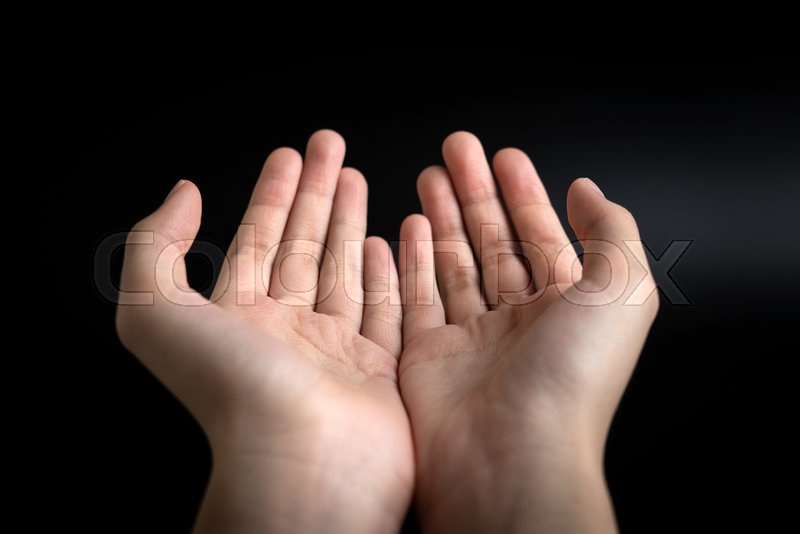 Two hands with palms open up isolated ... | Stock image | Colourbox