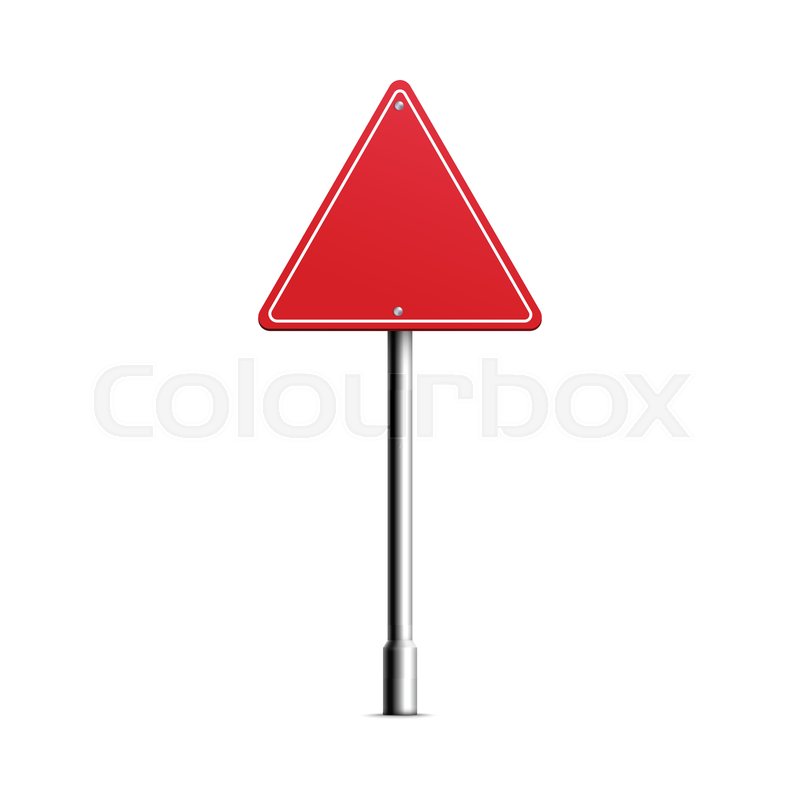 Realistic red triangle road sign on ... | Stock vector | Colourbox
