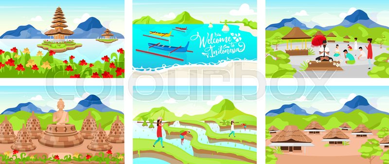 Indonesia flat vector illustrations ... | Stock vector | Colourbox
