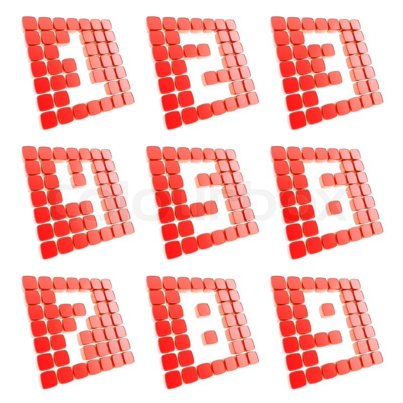 Number symbol plates made of red cubes ... | Stock image | Colourbox