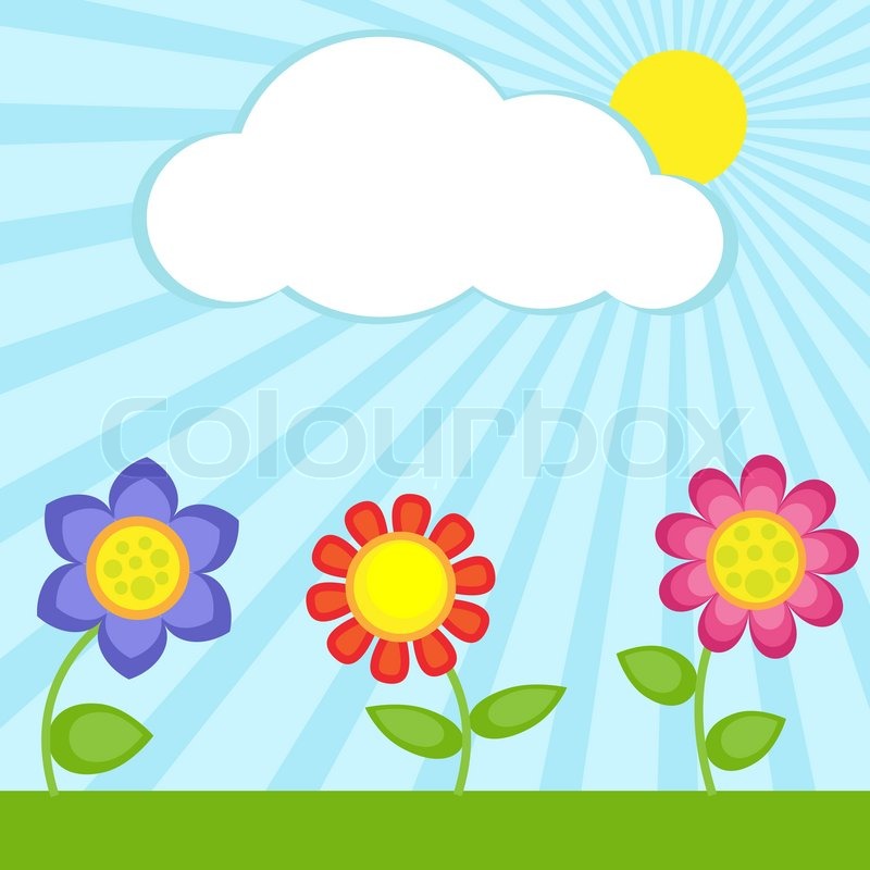 Flowers and cloud | Stock vector | Colourbox