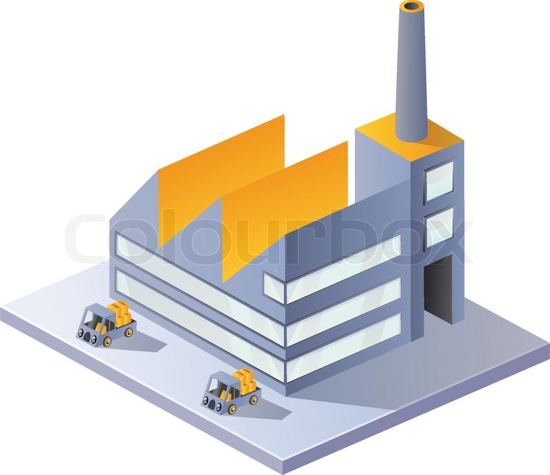 Fabrik, isometrisk, illustration | Stock vektor | Colourbox