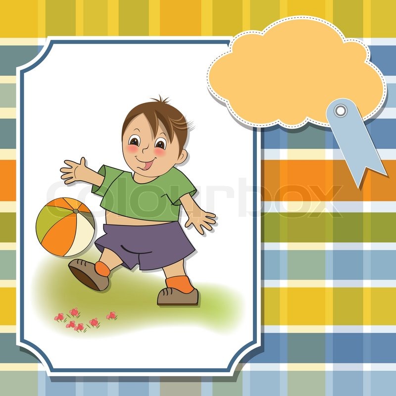Little boy playing ball | Stock vector | Colourbox