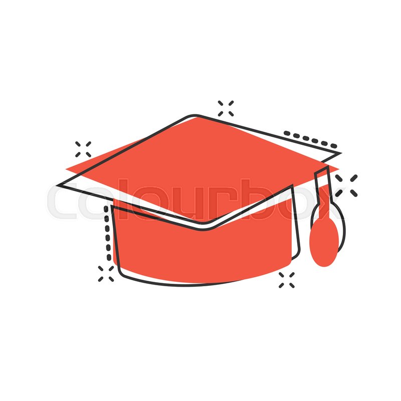 Graduation hat icon in comic style. ... | Stock vector | Colourbox